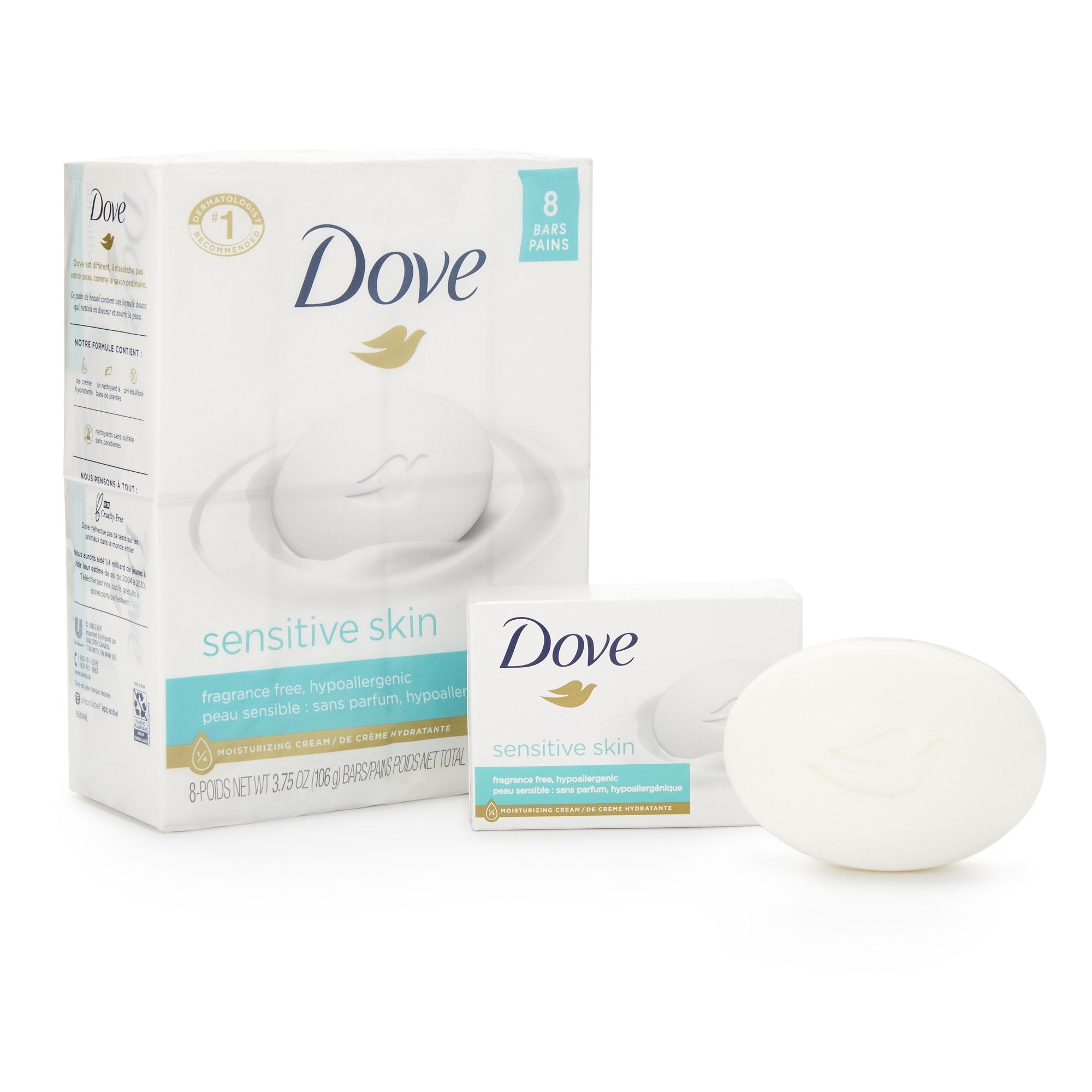 Soap Dove® Sensitive Skin Bar 4.5 oz. Individually Wrapped Unscented ...