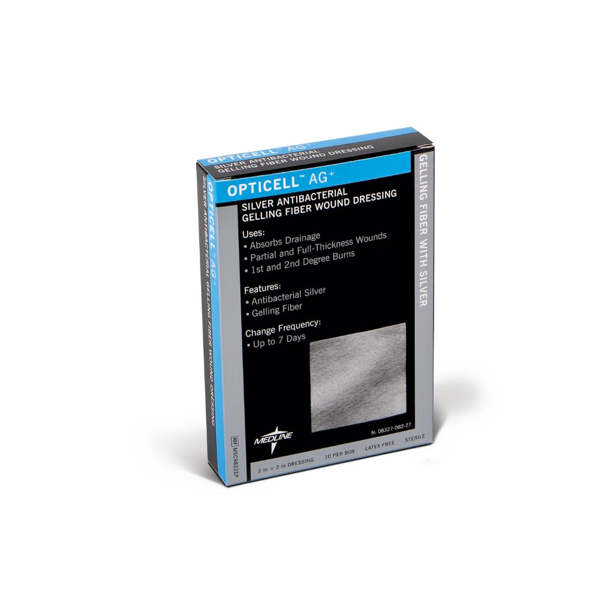 Opticell Ag+ Silver Antibacterial Gelling Fiber Wound Dressing, 2" x 2 ...